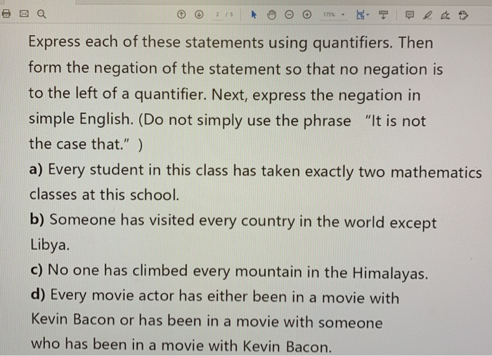 Express each of these statements using quantifiers. | Chegg.com