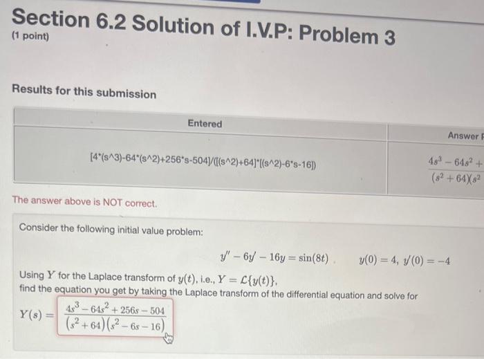 Solved Section 6.2 Solution of I.V.P: Problem 3 Results for | Chegg.com