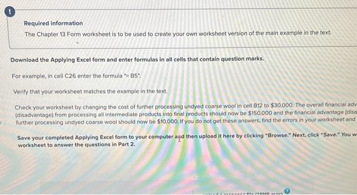 Required information The Chapter 13 Form worksheet is | Chegg.com