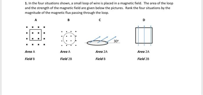 Solved 1. In the four situations shown, a small loop of wire | Chegg.com