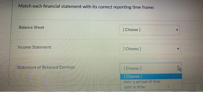 Solved Match each financial statement with its correct | Chegg.com