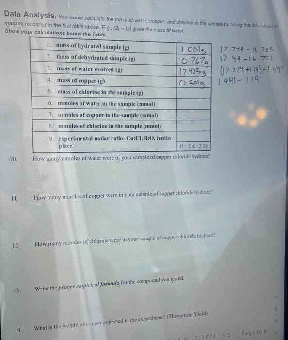 Solved DATA TABLE (Do the Pre-Lab calculations before you | Chegg.com