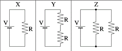 Solved Consider the three electric circuits marked with X, Y | Chegg.com