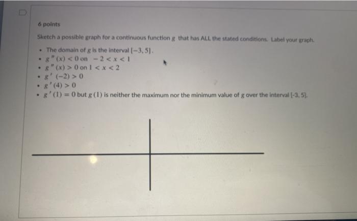 Solved 6 points Sketch a possible graph for a continuous | Chegg.com