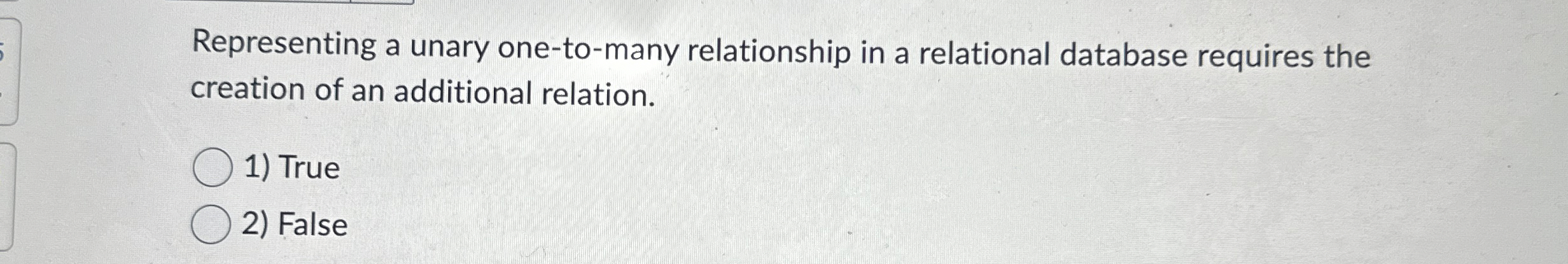 Solved Representing a unary one-to-many relationship in a | Chegg.com