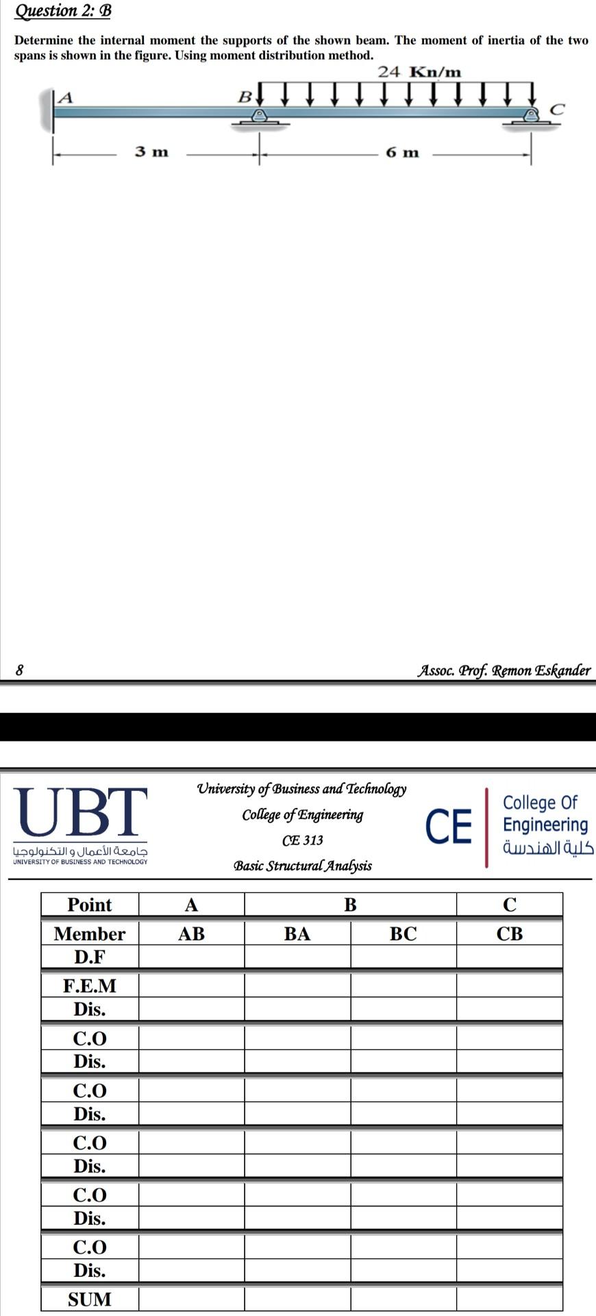 Solved Question 2: B Determine the internal moment the | Chegg.com