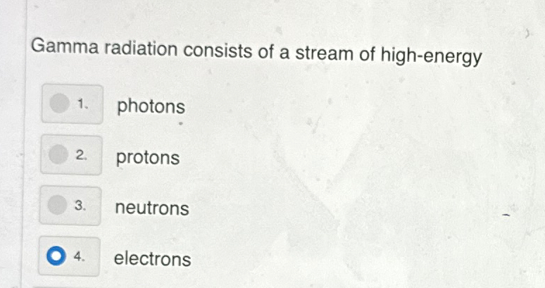 Solved Gamma radiation consists of a stream of high-energy | Chegg.com