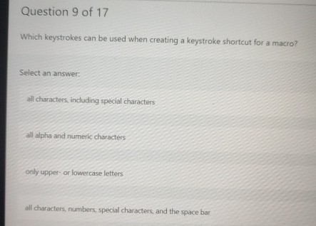 Solved Question 9 ﻿of 17Which keystrokes can be used when | Chegg.com