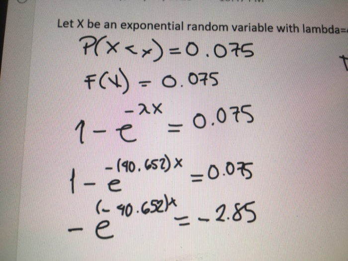 Solved Let X Be An Exponential Random Variable With Lambda 7316