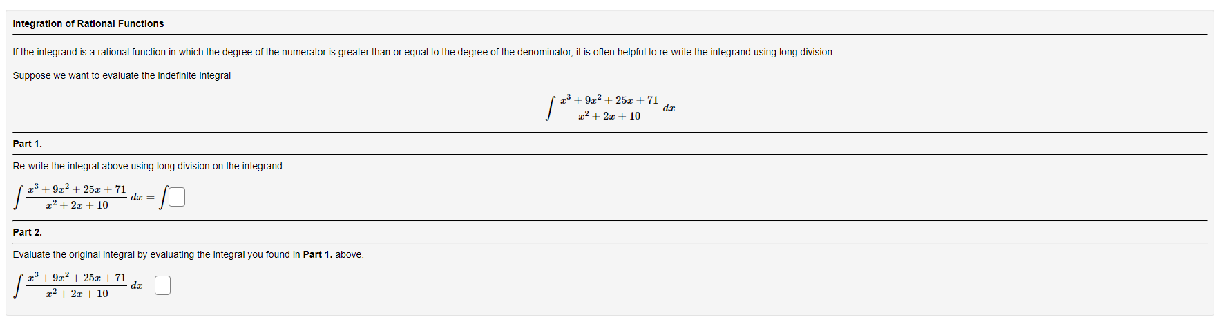 Solved Integration of Rational FunctionsIf the integrand is | Chegg.com