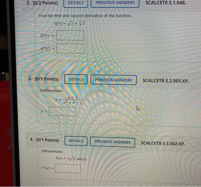 Solved 2. [0/2 Points] DETAILS PREVIOUS ANSWERS SCALCET8 | Chegg.com