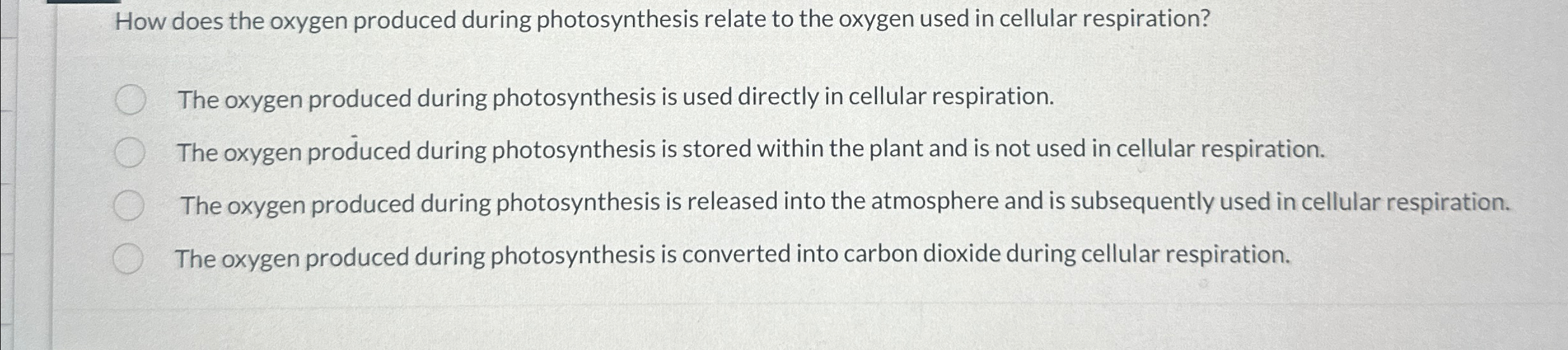 Solved How does the oxygen produced during photosynthesis | Chegg.com