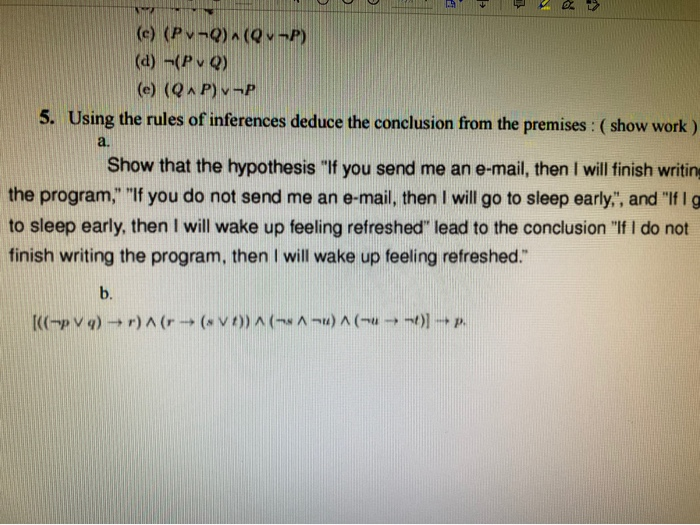Solved Using the rules of inference deduce the conclusion | Chegg.com
