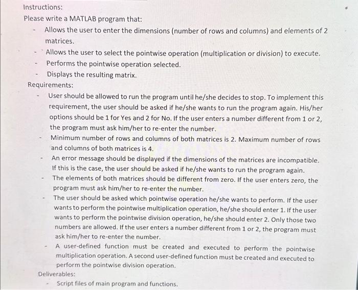 Solved Please write a MATLAB program that: - Allows the user | Chegg.com