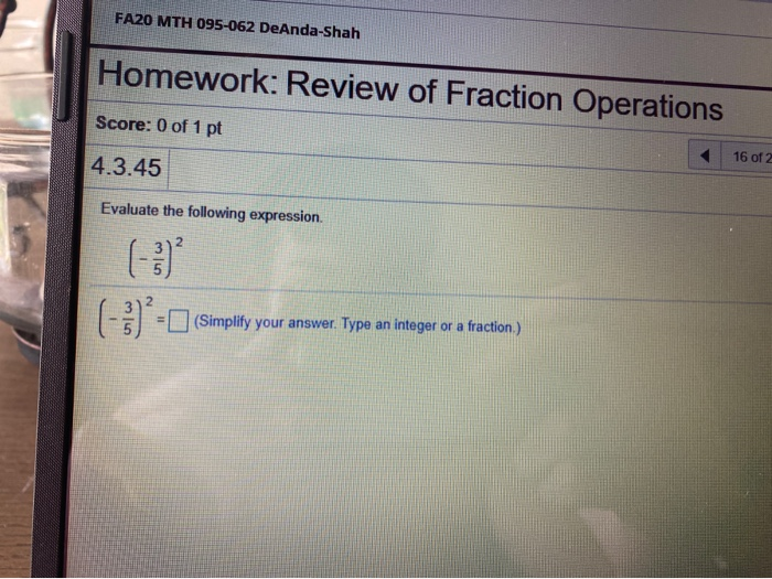Solved Fa20 Mth 095 062 Deanda Shah Homework Review Of 
