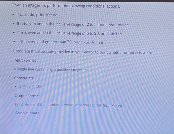 Solved Given an integer, \\( n \\), perform the following | Chegg.com