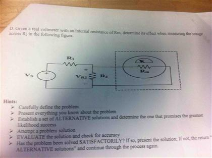 Solved Given a real voltmeter with an internal resistance of | Chegg.com
