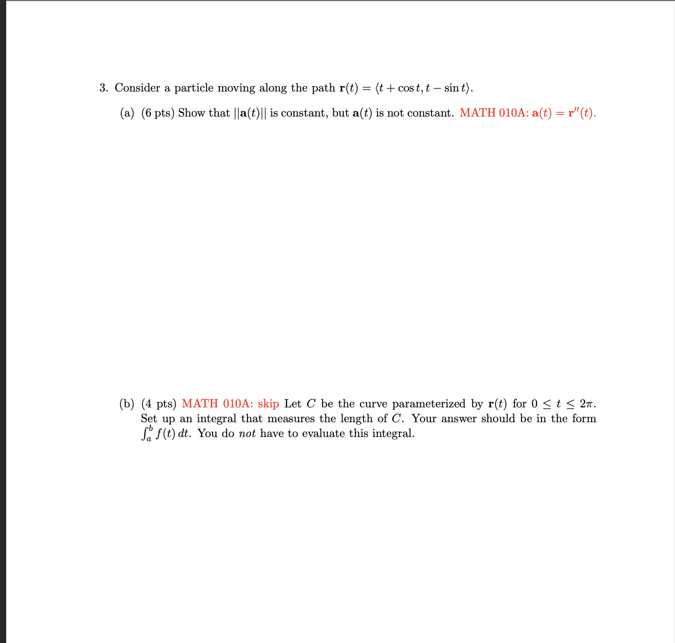 Solved Consider a particle moving along the path | Chegg.com