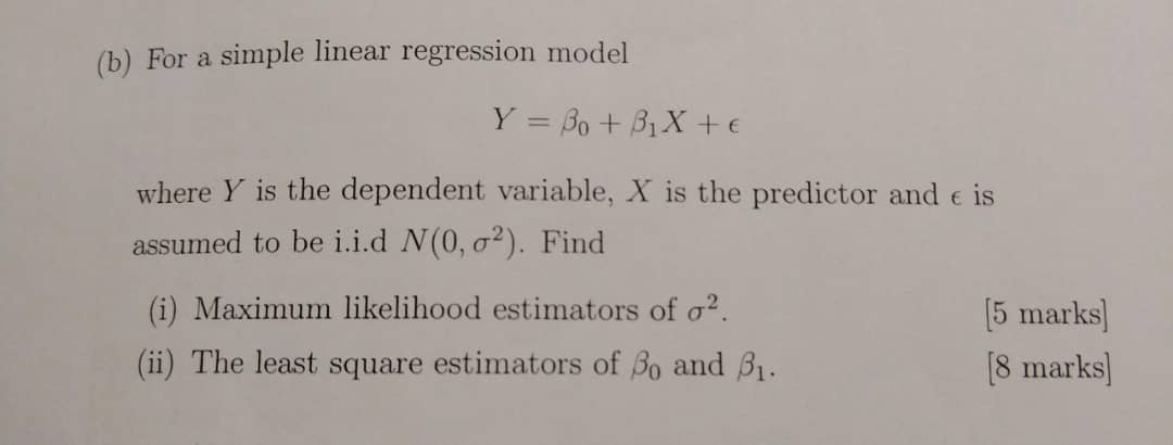 Solved (b) ﻿For a simple linear regression | Chegg.com