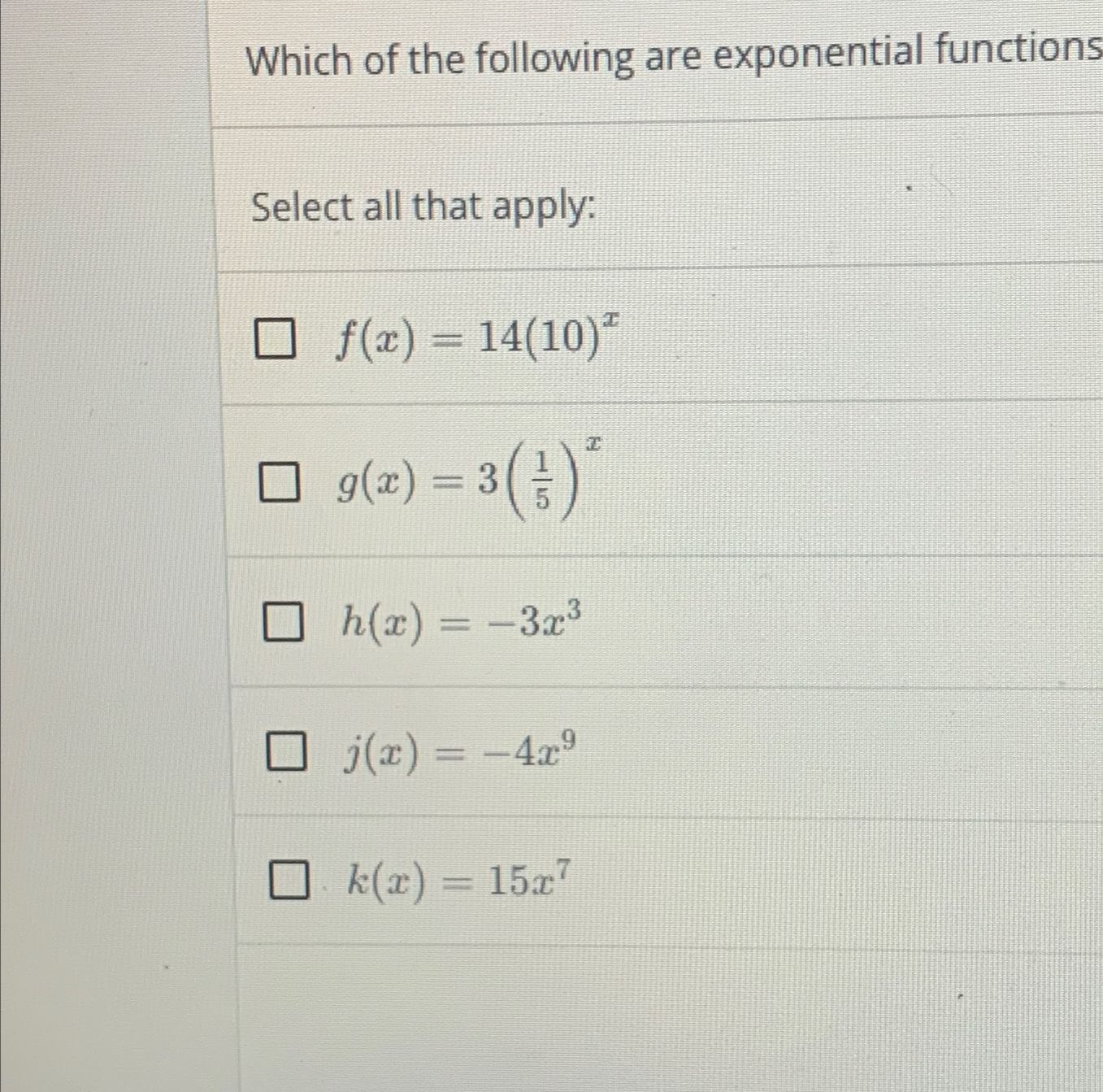 Solved Which of the following are exponential | Chegg.com