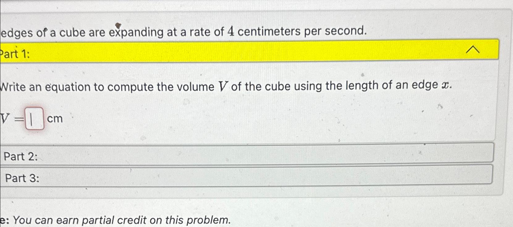 Solved edges of a cube are expanding at a rate of 4 | Chegg.com