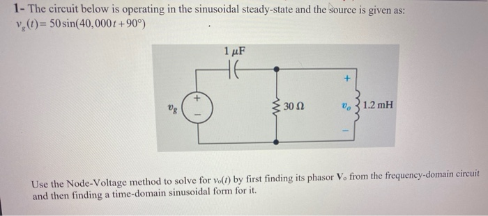 Solved 1- The circuit below is operating in the sinusoidal | Chegg.com