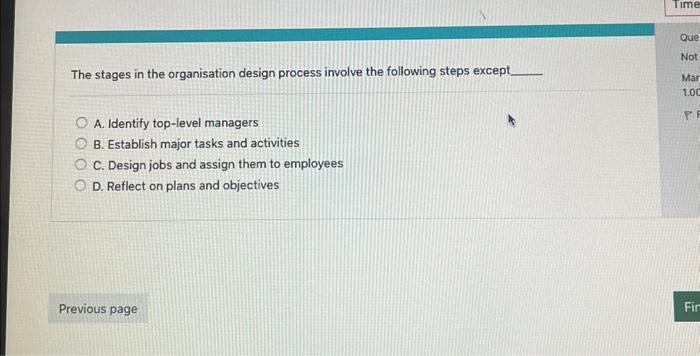 Solved The stages in the organisation design process involve | Chegg.com
