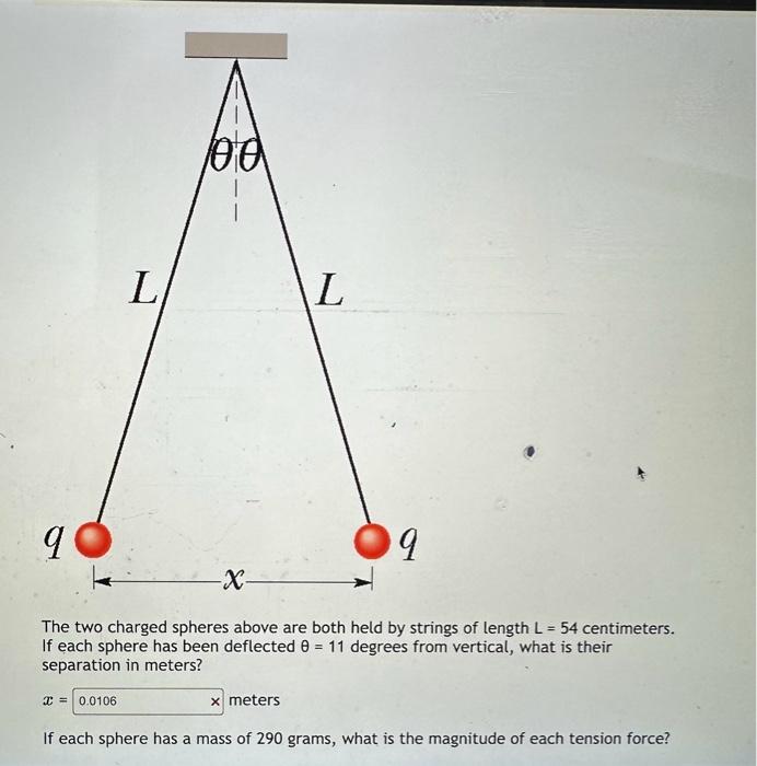 Solved The two charged spheres above are both held by | Chegg.com