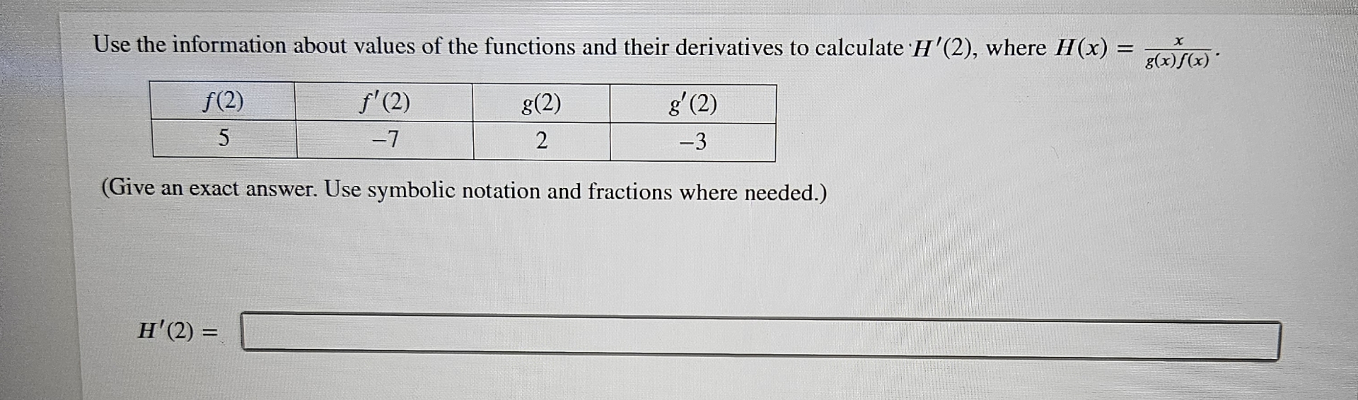 Solved Use the information about values of the functions and | Chegg.com