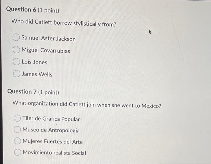 Solved Who did Catlett borrow stylistically from? Samuel | Chegg.com