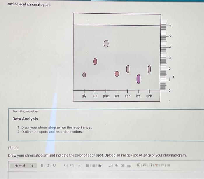 Amino acid chromatogram From the procedure Data | Chegg.com