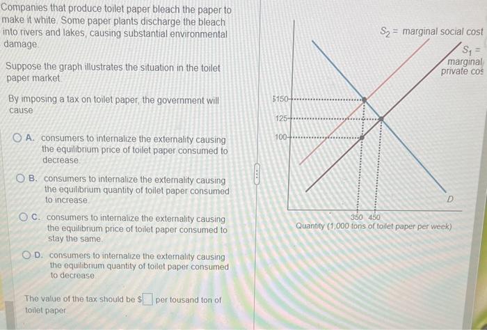 Solved Companies that produce toilet paper bleach the paper | Chegg.com