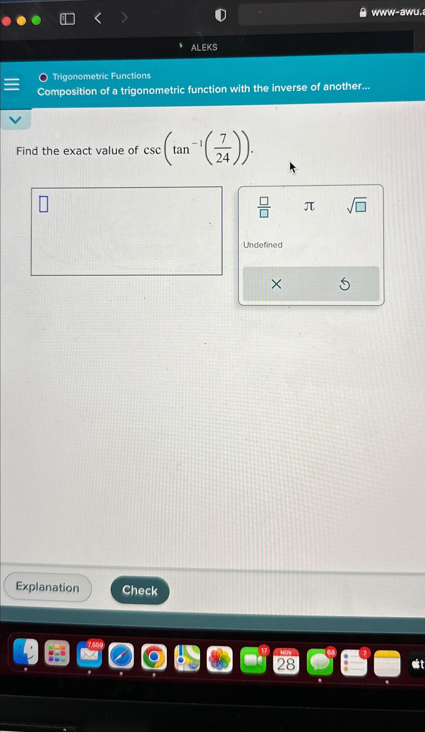 Solved ALEKSTrigonometric Functions Composition of a | Chegg.com