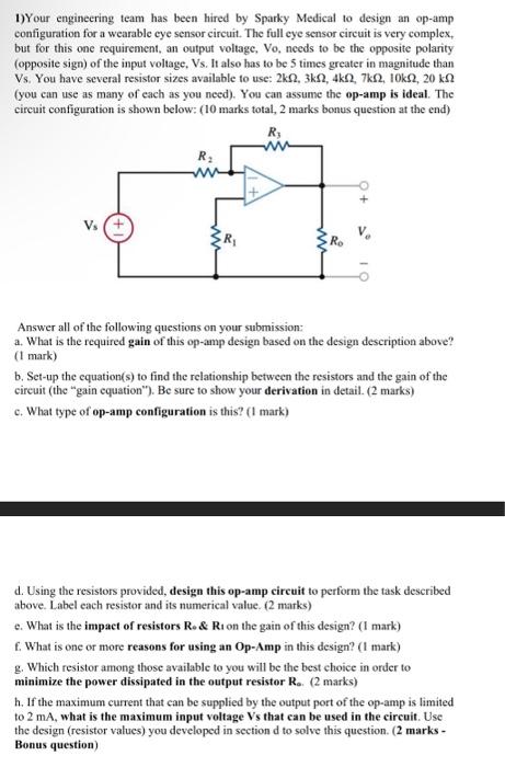 Solved 1)Your engineering team has been hired by Sparky | Chegg.com