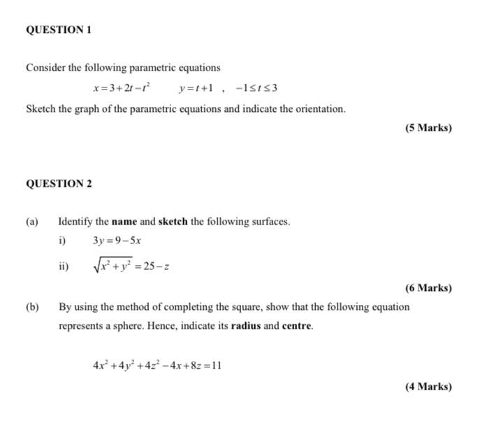 Solved Consider the following parametric equations | Chegg.com