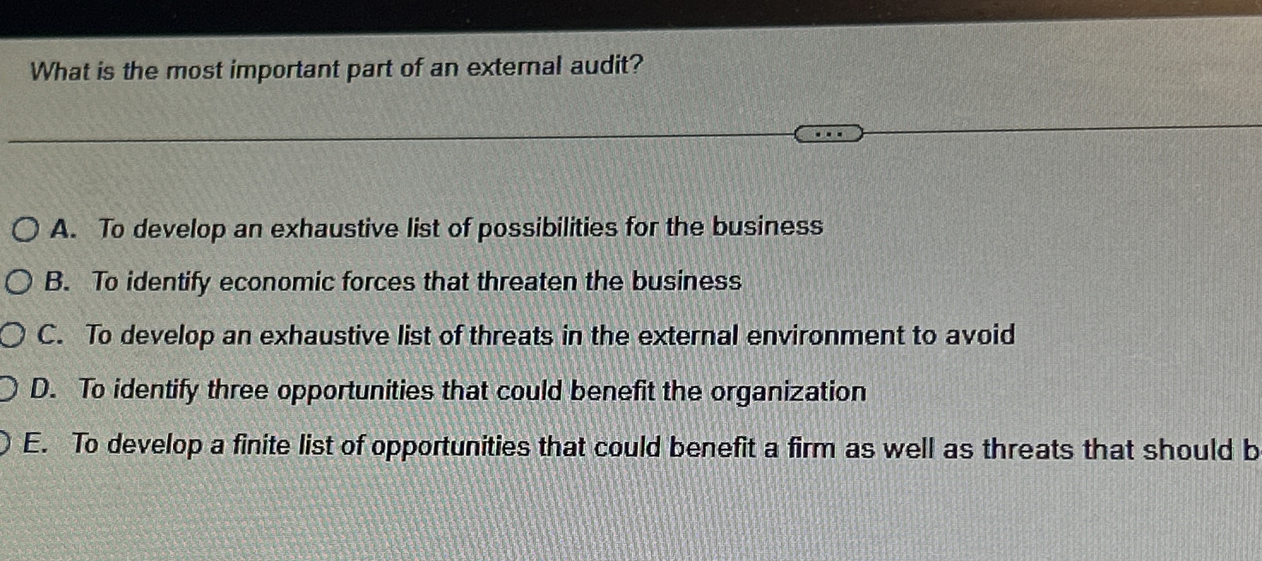 Solved What is the most important part of an external | Chegg.com