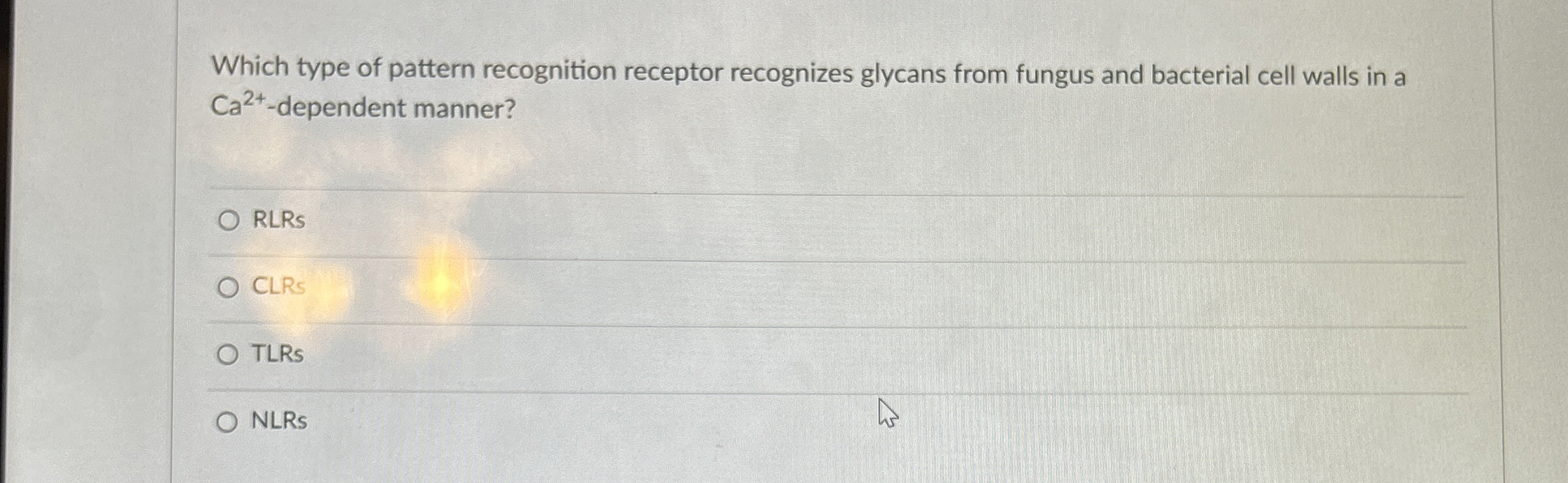 Solved Which type of pattern recognition receptor recognizes | Chegg.com