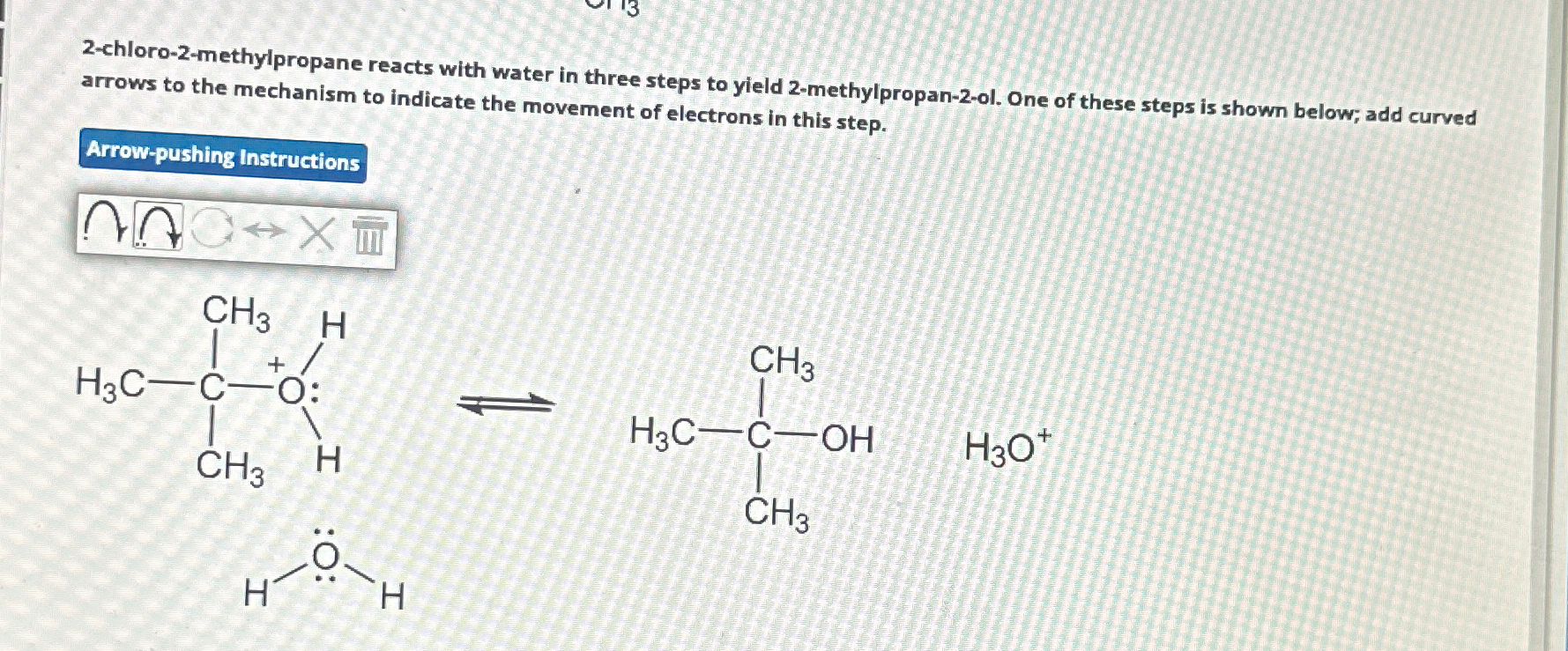 Solved 2-chloro-2-methylpropane reacts with water in three | Chegg.com