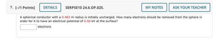 Solved A spherical conductor with a 0.483 m radius is | Chegg.com