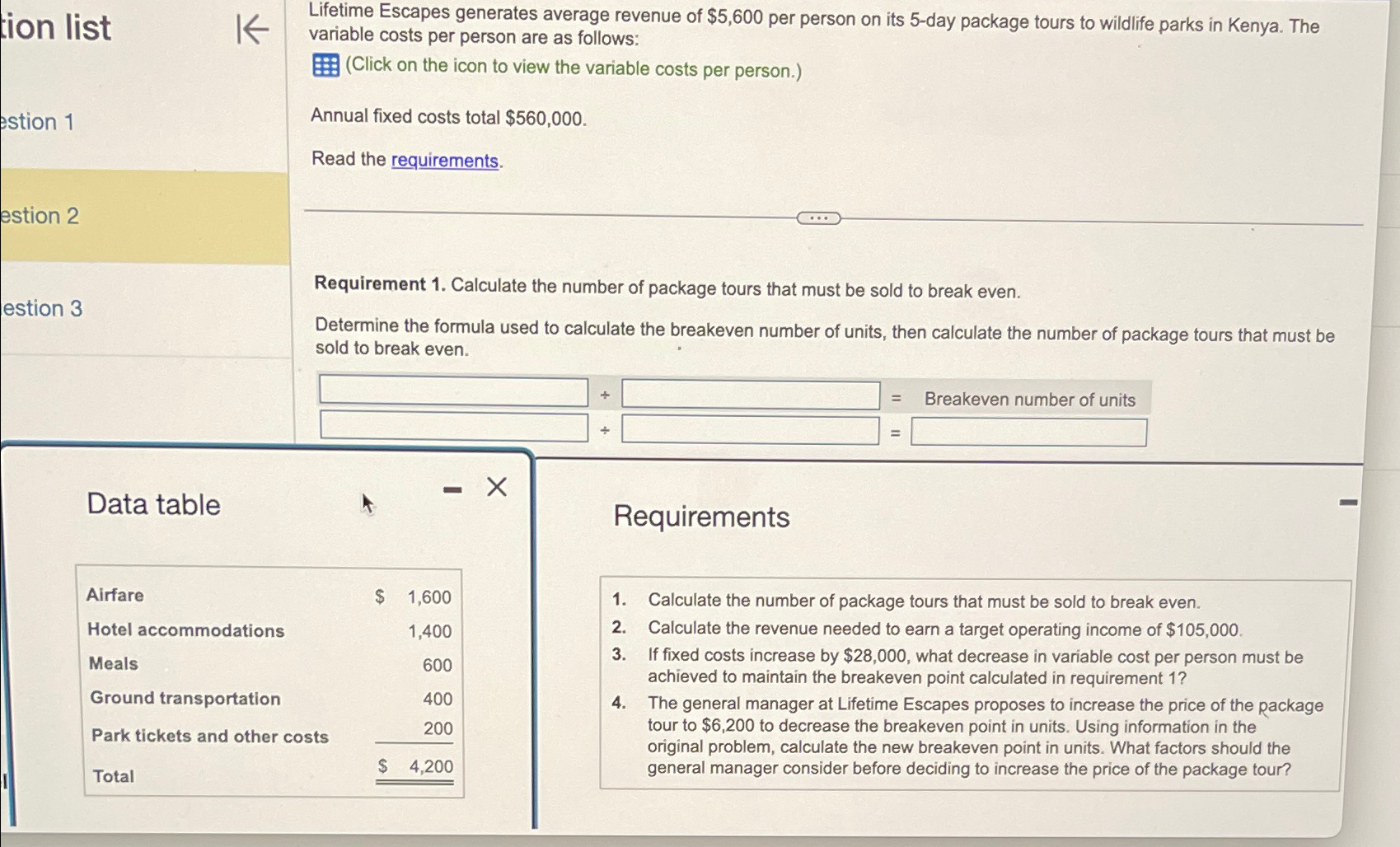 Solved tion listestion 1estion 2estion 3Requirement 1. | Chegg.com Solved tion listestion 1estion 2estion 3Requirement 1. | Chegg.com