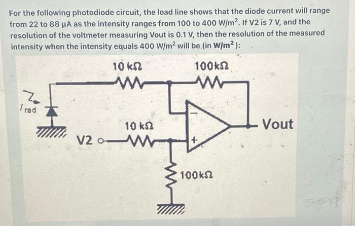 Solved For the following photodiode circuit, the load line | Chegg.com