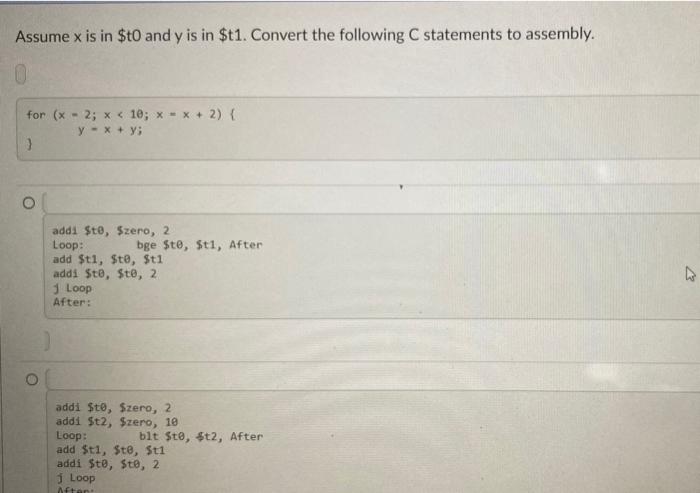 Solved Assume $t2 has x's value, $t3 has y's value, and $t4 | Chegg.com