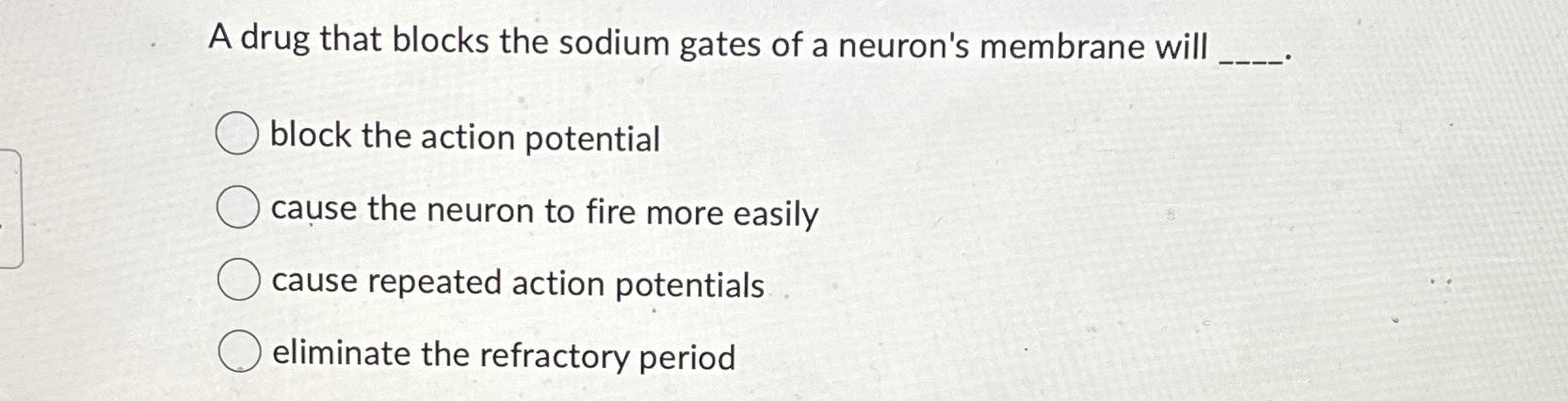 Solved A drug that blocks the sodium gates of a neuron's | Chegg.com