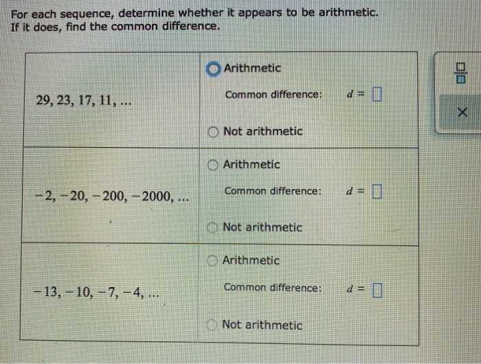 Solved For each sequence, determine whether it appears to be | Chegg.com