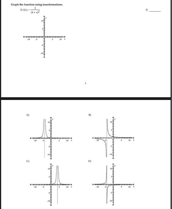 Solved Graph the function using transformations. 3) | Chegg.com