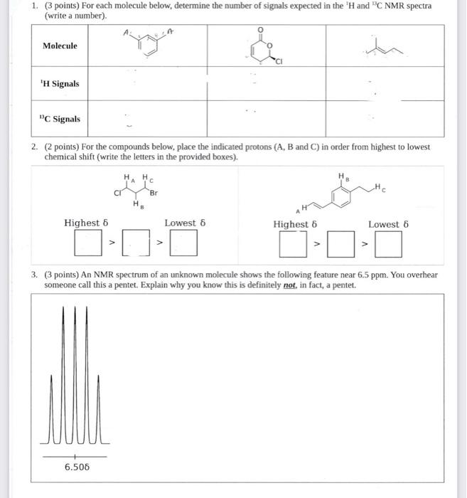 Solved 1. (3 points) For each molecule below, determine the | Chegg.com