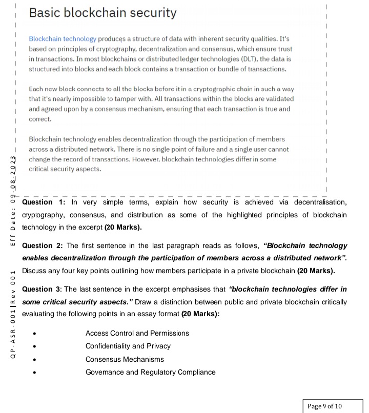 Solved Basic blockchain securityBlockchain technology | Chegg.com