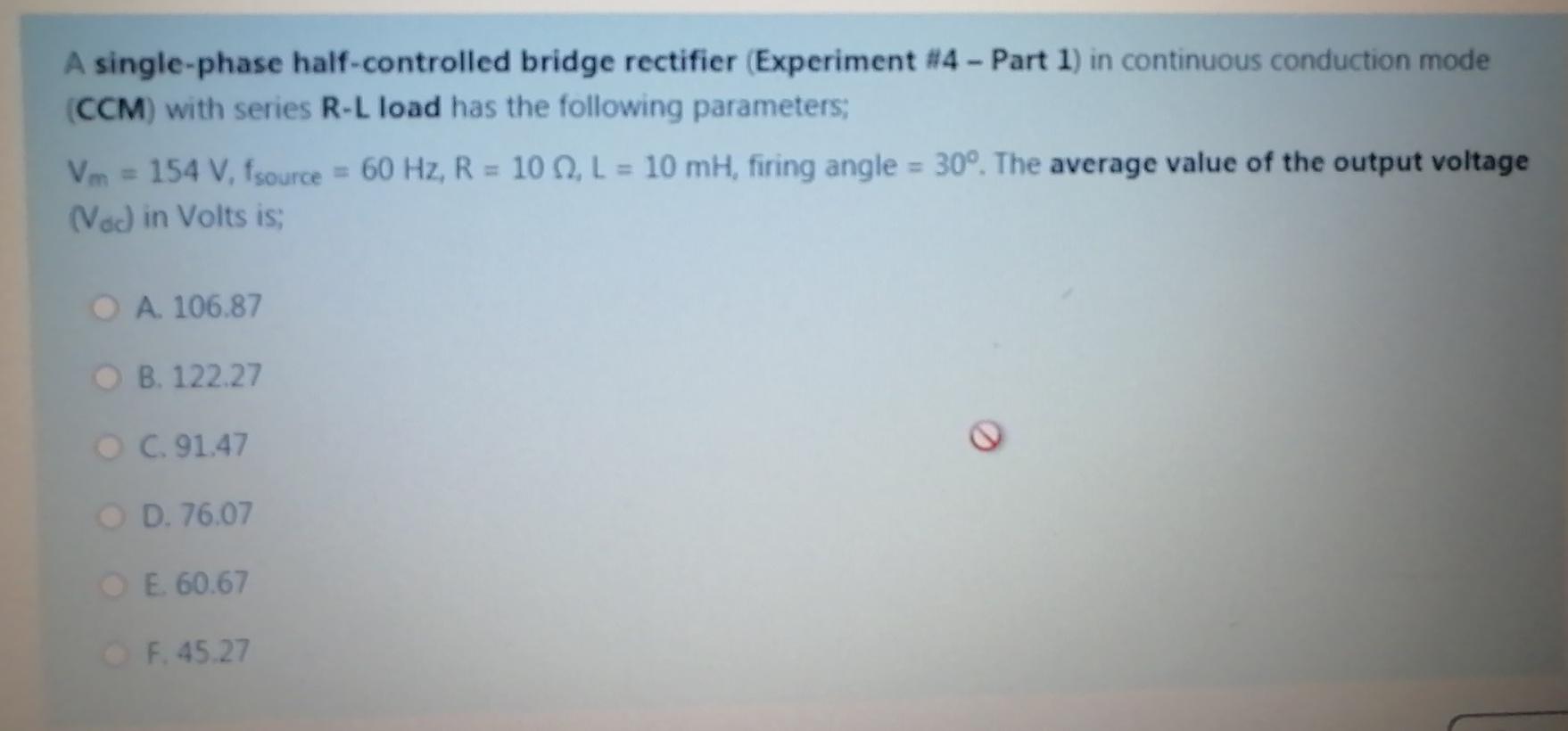 Solved A single-phase half-controlled bridge rectifier | Chegg.com