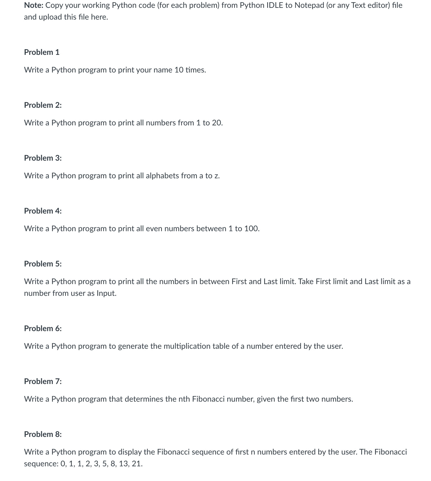 Solved Note: Copy your working Python code (for each | Chegg.com
