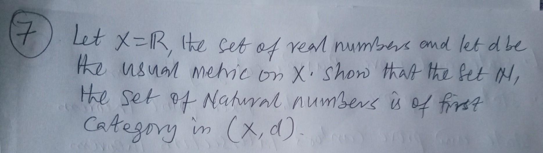Solved Let x=R, the set of real numbers and let d be the | Chegg.com